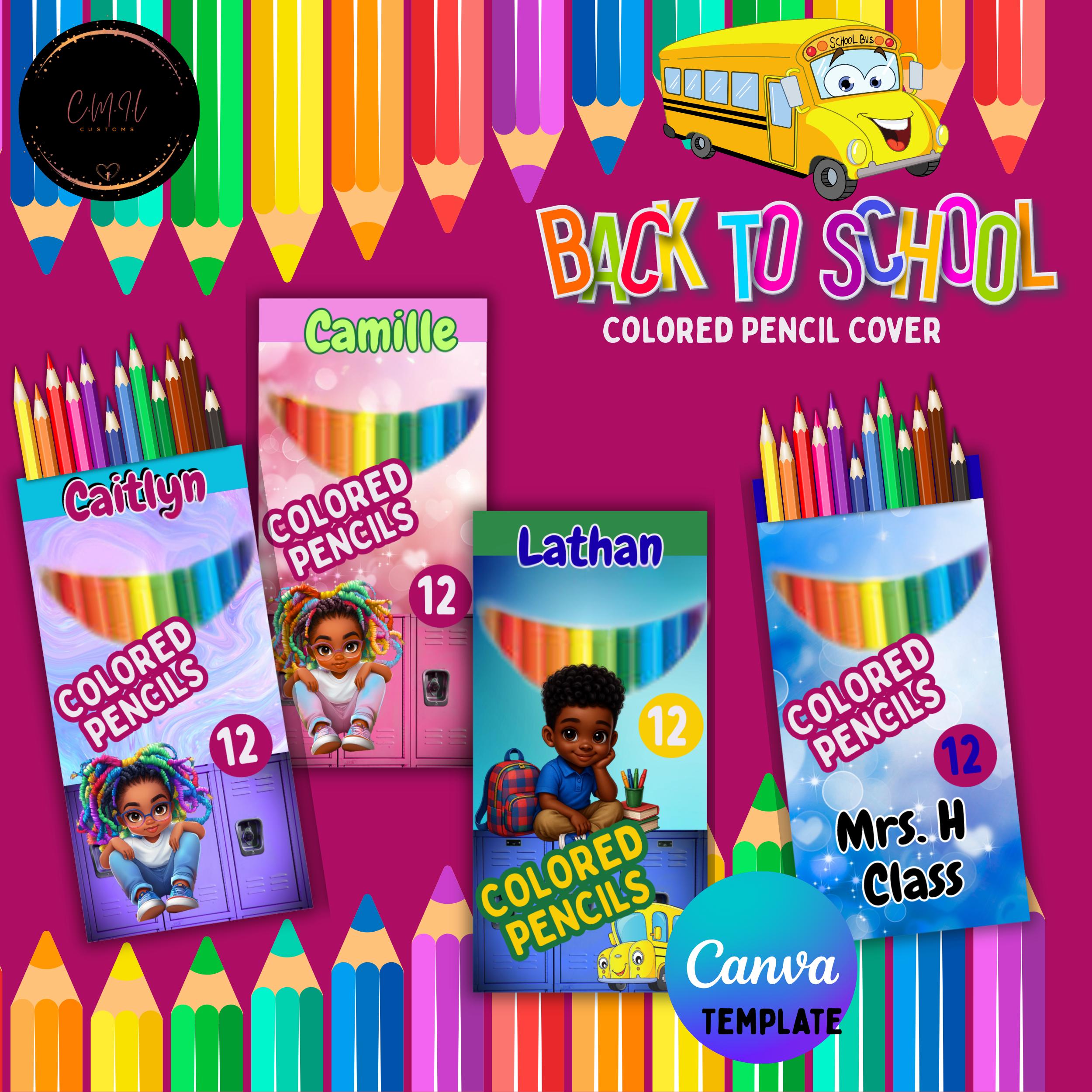 Editable Colored Pencil Box Cover | Back to School Canva Template | DIY ...