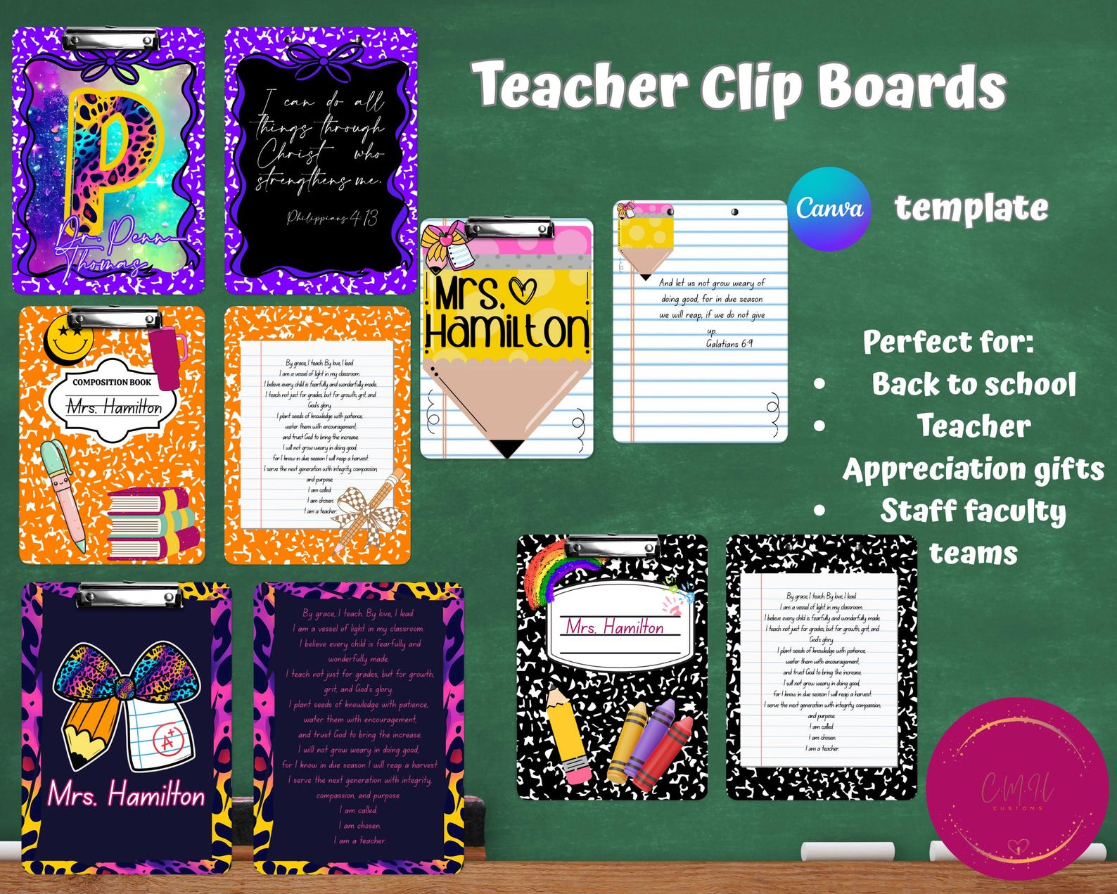 Editable Teacher Clipboard Canva Templates | Printable Back to School ...