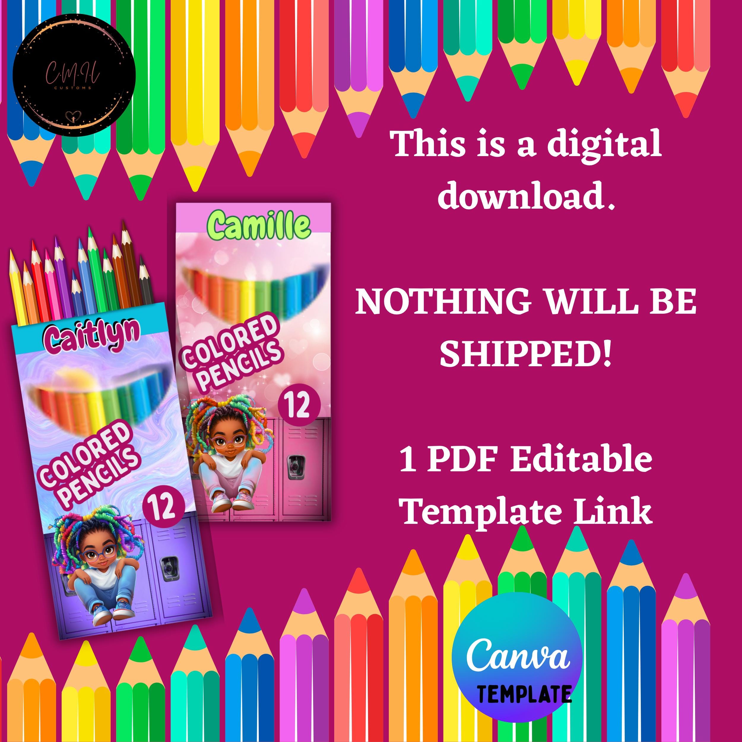 Editable Colored Pencil Box Cover | Back to School Canva Template | DIY ...