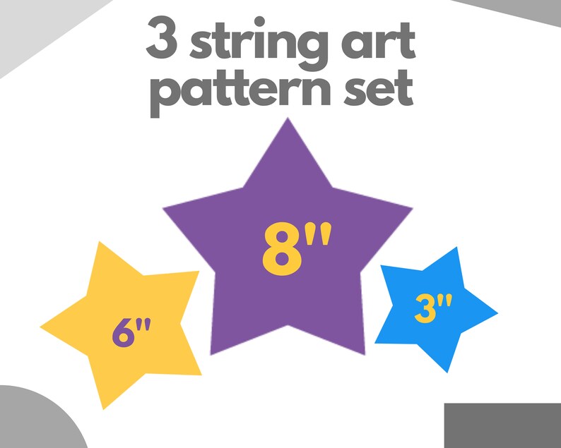 3 Stars DIY String Art Pattern With Instructions - Etsy