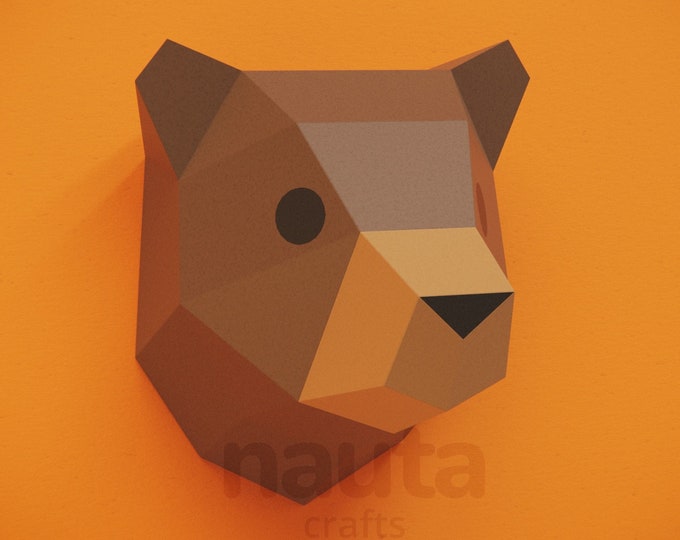 Bear Head Papercraft, Paper Craft Bear Head Model, Bear Head PDF ...