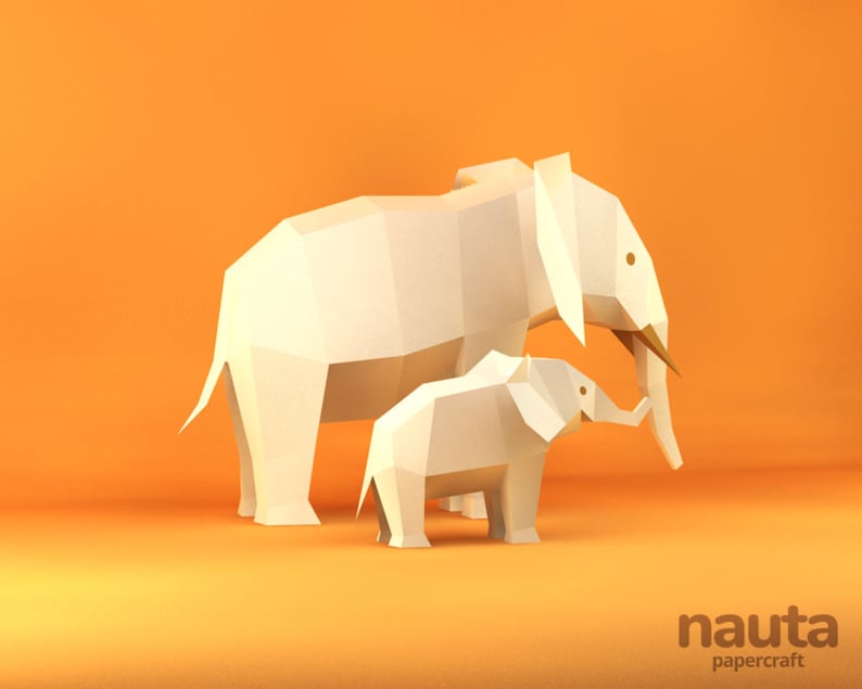 Elephant Papercraft / Low Poly / 3D papercraft / Paper | Etsy
