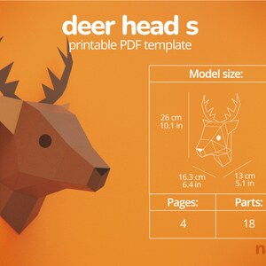 PDF Deer Papercraft Template / Low Poly / Deer Paper / Deer Head / Deer ...