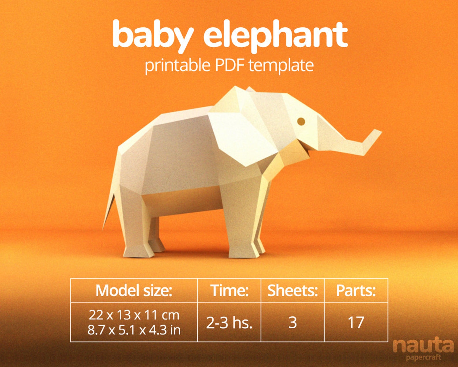 Elephant Papercraft / Low Poly / 3D papercraft / Paper | Etsy