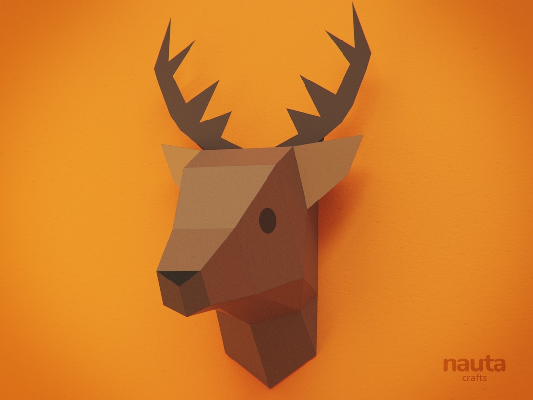 PDF Deer Papercraft Template / Low Poly / Deer Paper / Deer Head / Deer ...