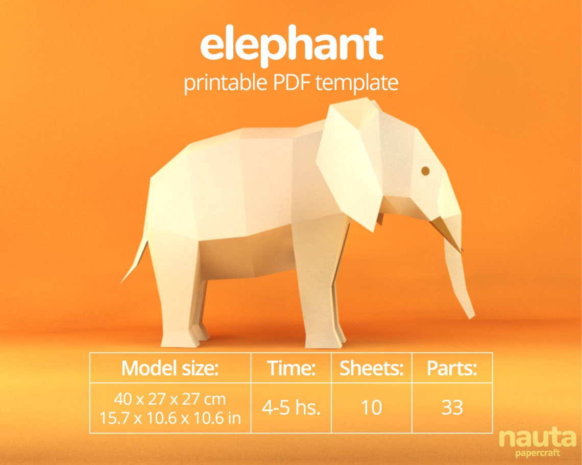 Elephant Papercraft / Low Poly / 3D papercraft / Paper | Etsy