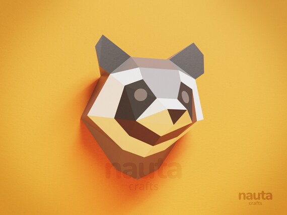 Raccoon Head Small Papercraft / 3d Papercraft / Low Poly / | Etsy
