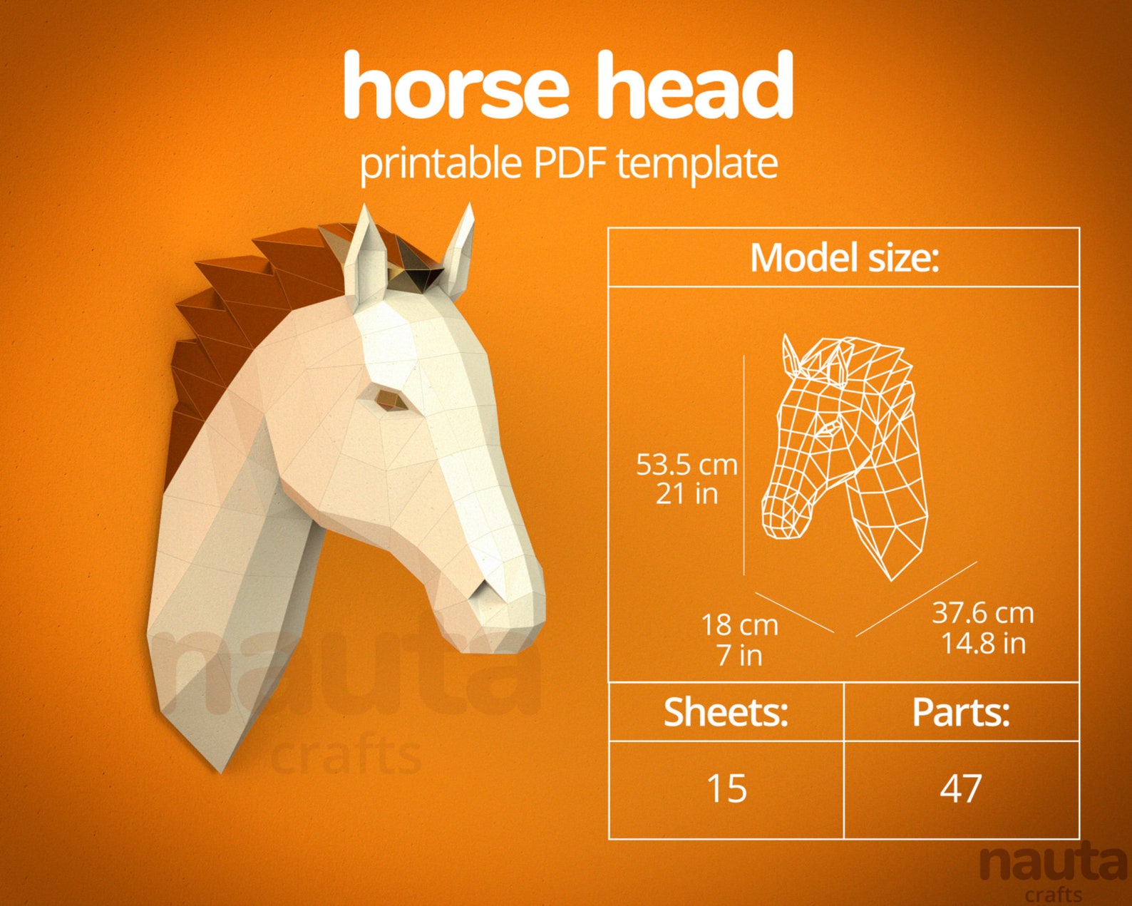 Horse Papercraft Head / Low Poly / 3D Papercraft / Animal - Etsy