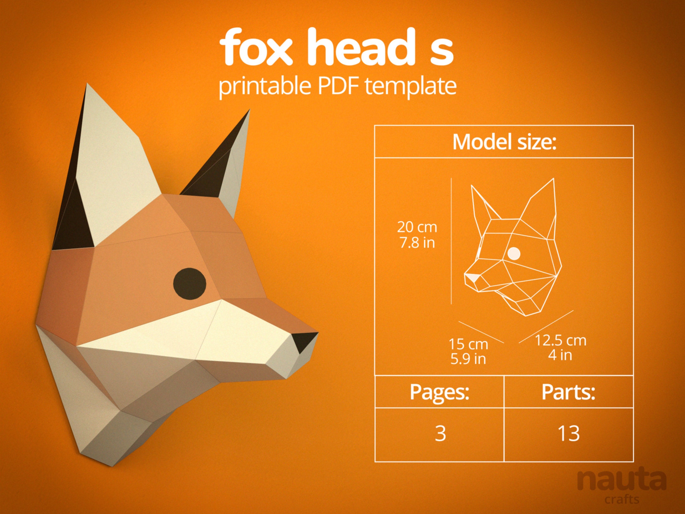 PDF Vorlage Fox Papercraft / Low Poly / Fox Papier / Fuchs | Etsy