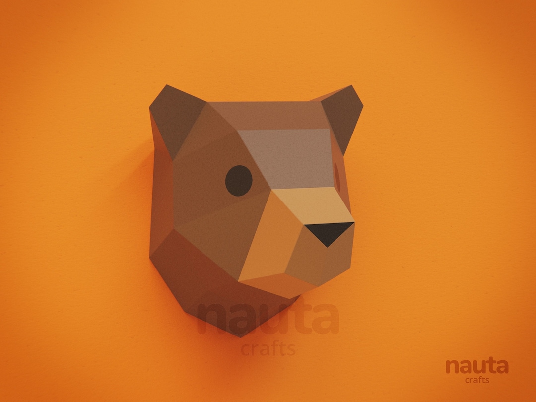 Bear Papercraft Head PDF Template / Low Poly / Bear Paper / Bear Head ...