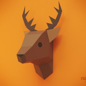 PDF Deer Papercraft Template / Low Poly / Deer Paper / Deer Head / Deer ...