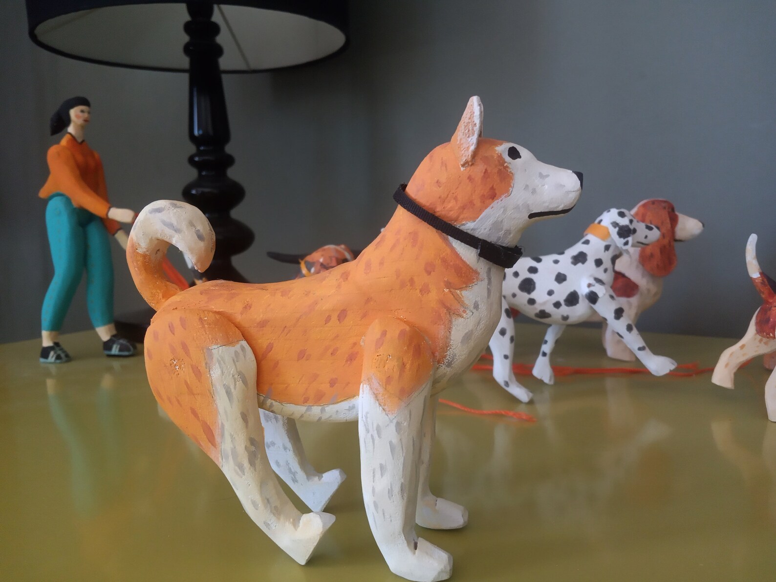 Wood Dog Figurine Setwooden Dogs Statuette Wood Carved - Etsy