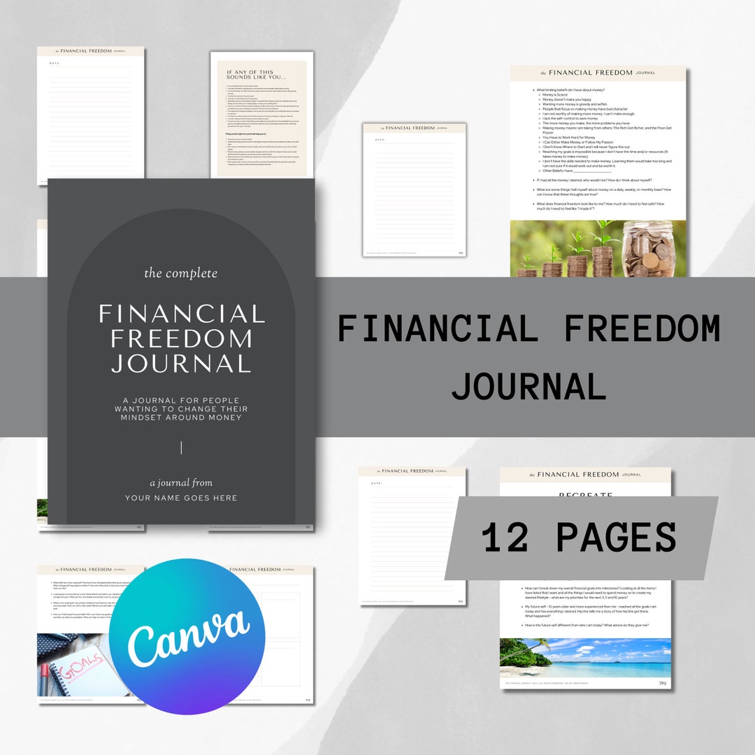 Editable Canva Financial Freedom Journal - Customizable Financial ...