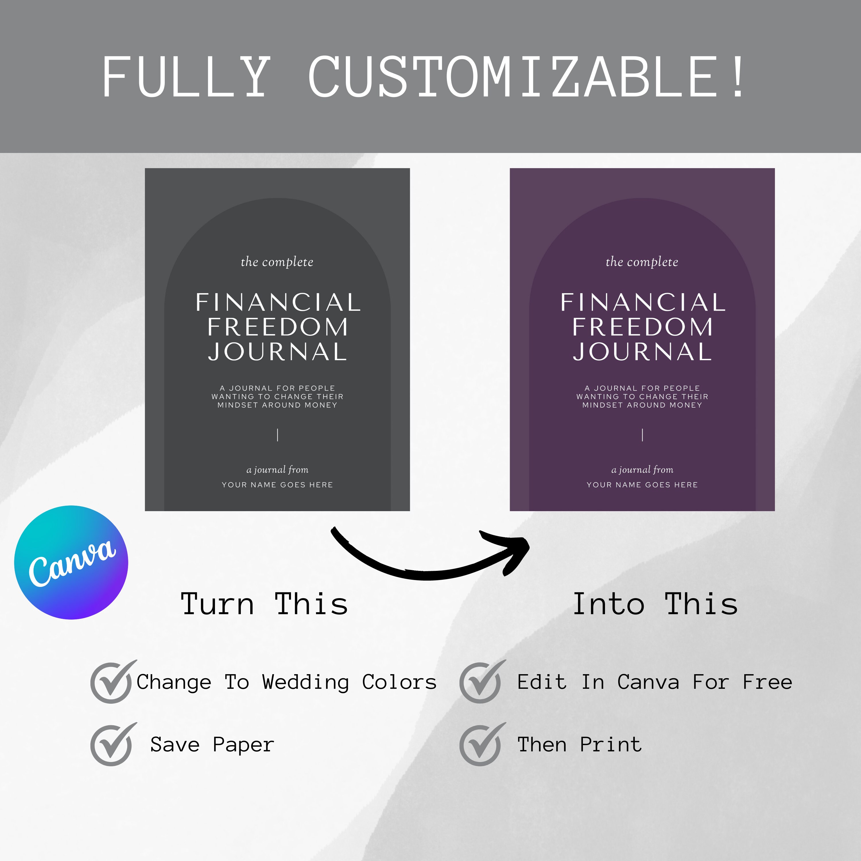 Editable Canva Financial Freedom Journal - Customizable Financial ...