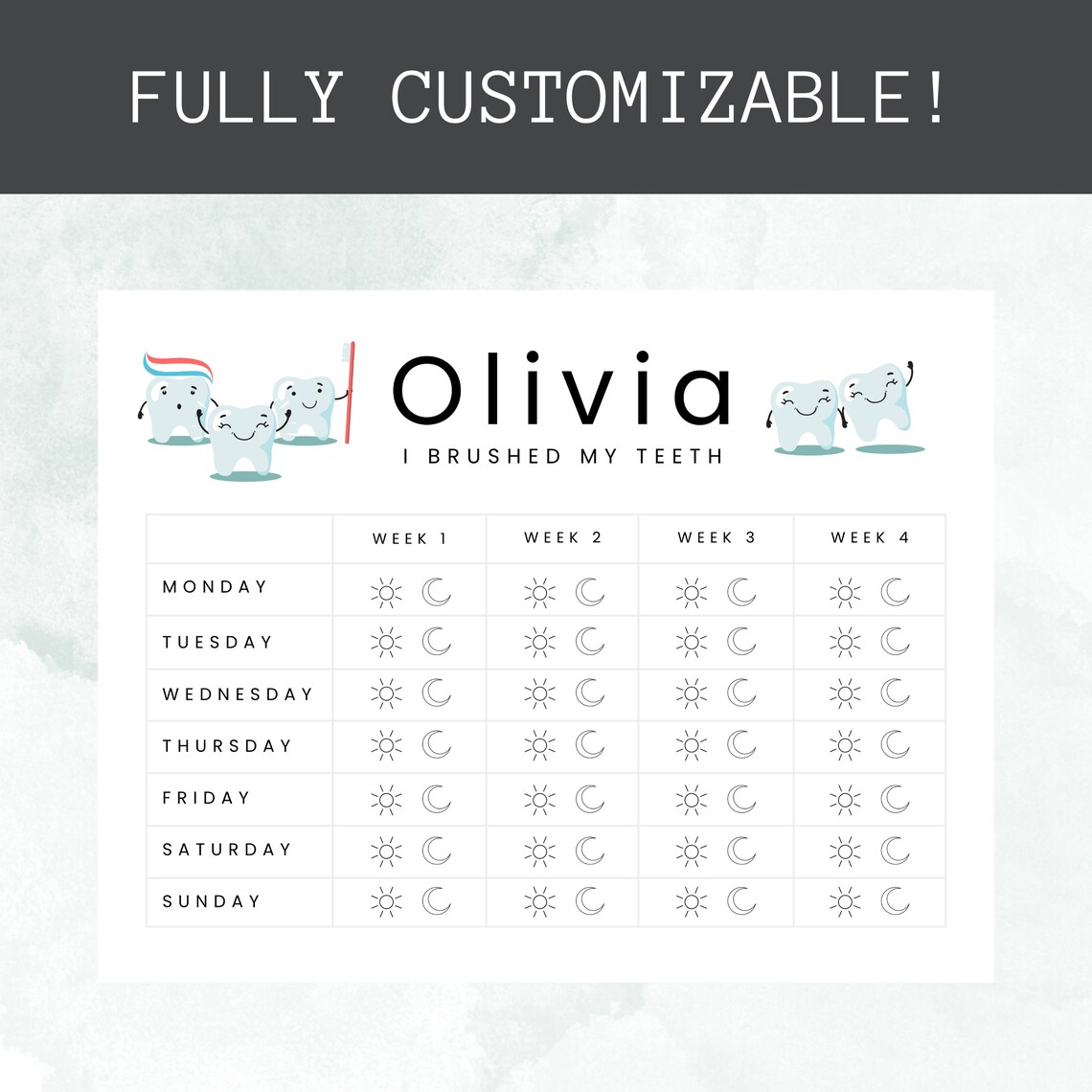 Editable Canva Teeth Brushing Chart Templates, Oral Care Progress ...