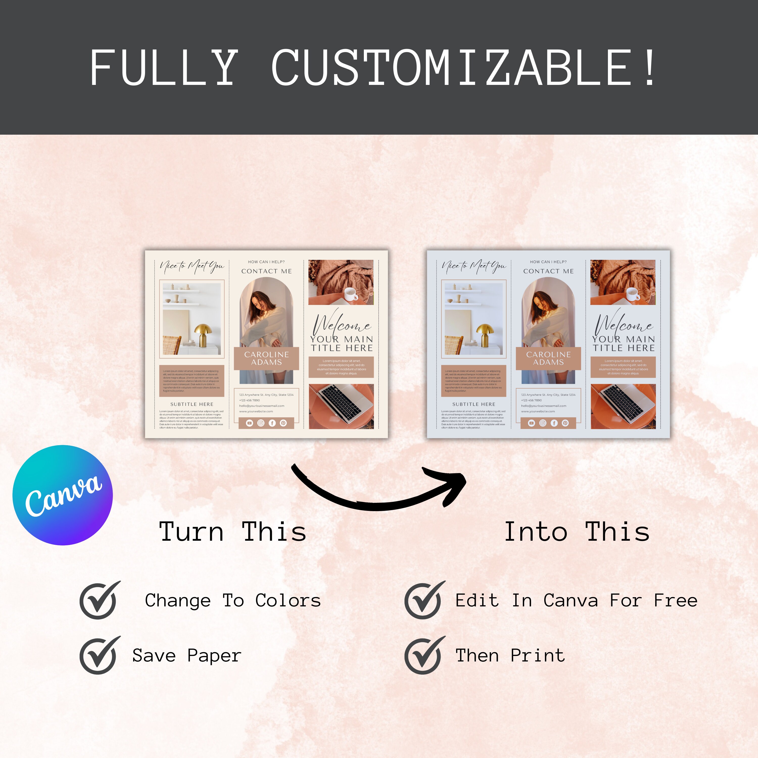 Editable Canva Welcome Trifold Brochure Templates, Greeting Trifold ...