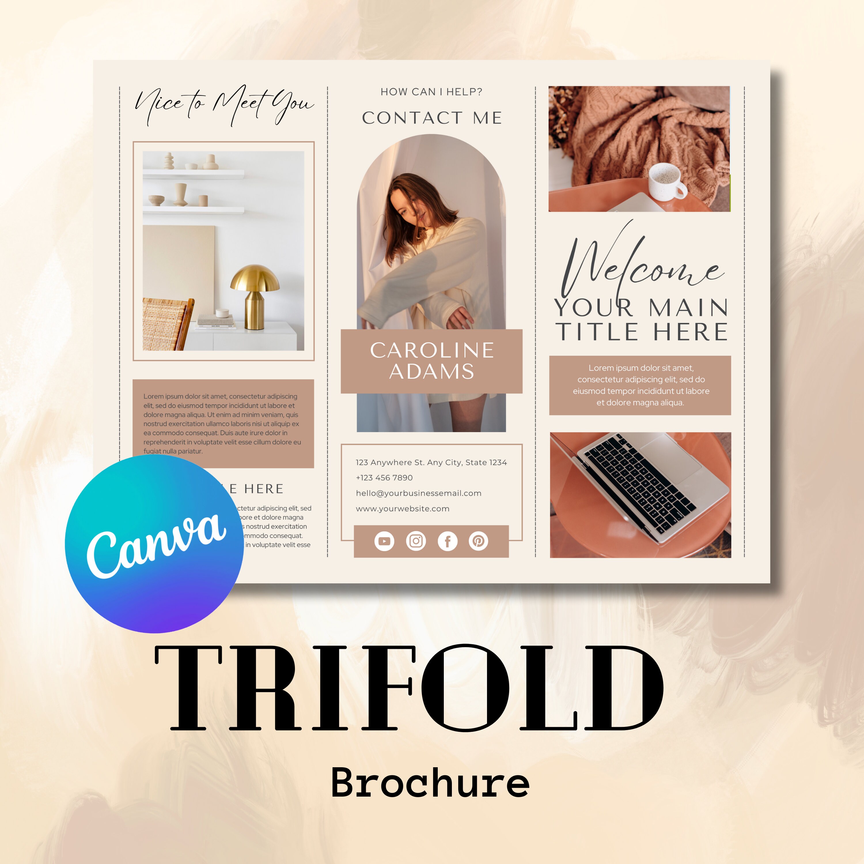 Editable Canva Welcome Trifold Brochure Templates, Greeting Trifold ...