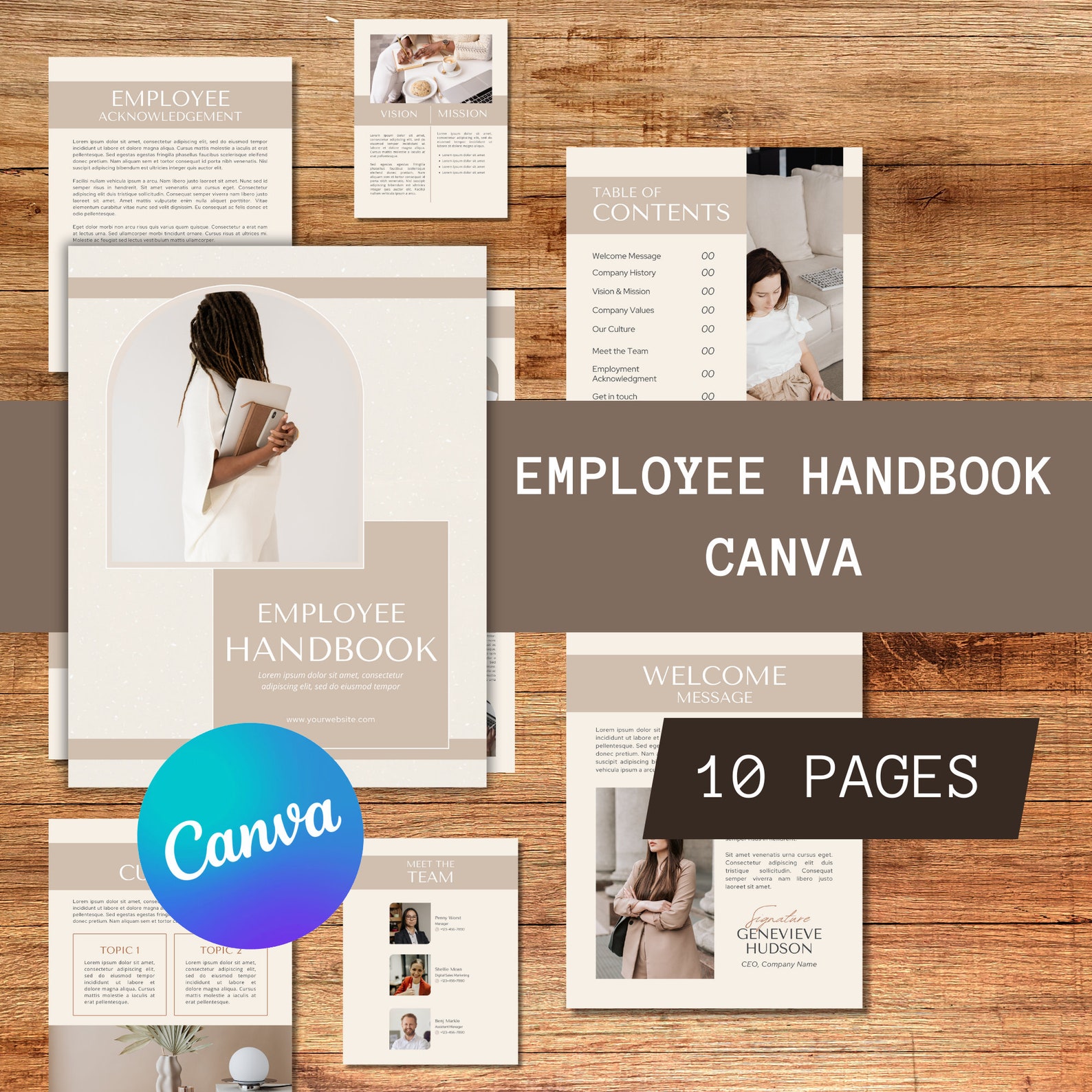 Editable Canva Employee Handbook, Customizable Employee Handbook, Staff ...