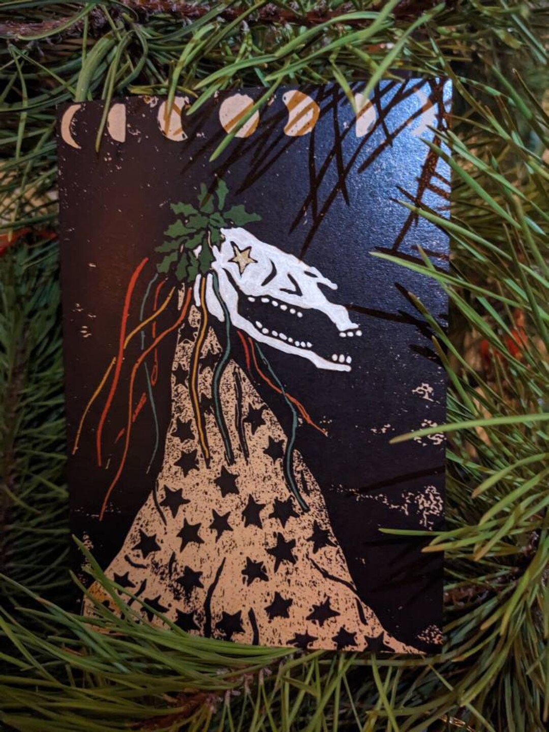 Y Fari Lwyd. Small Welsh Folklore Print. Printed on Kraft Recycled Card ...