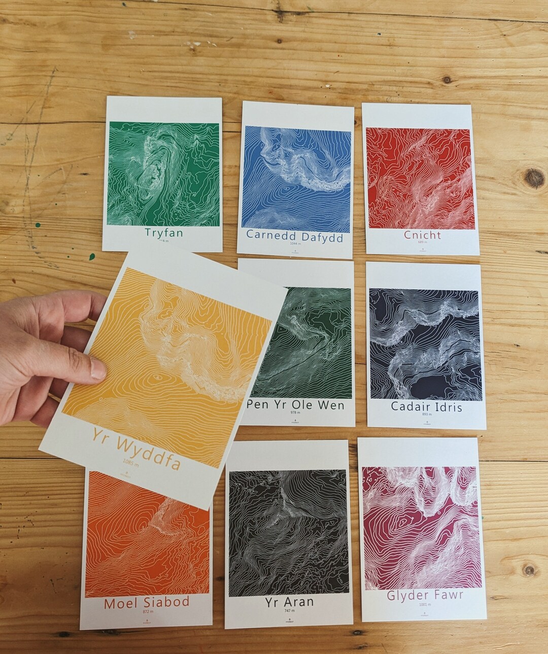 Contour Map Post Cards of Eryri Mountains snowdonia A6 Printed on ...