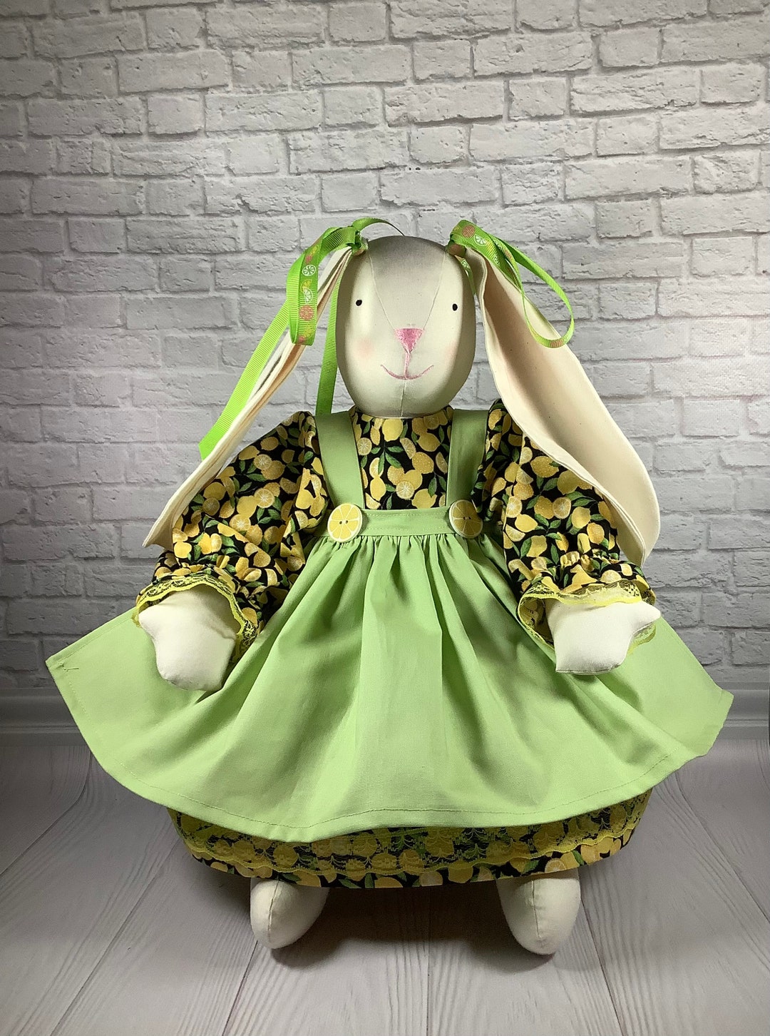 Vintage Style Stuffed Bunny, Handmade Stuffed Bunny Rabbit, Stuffed ...
