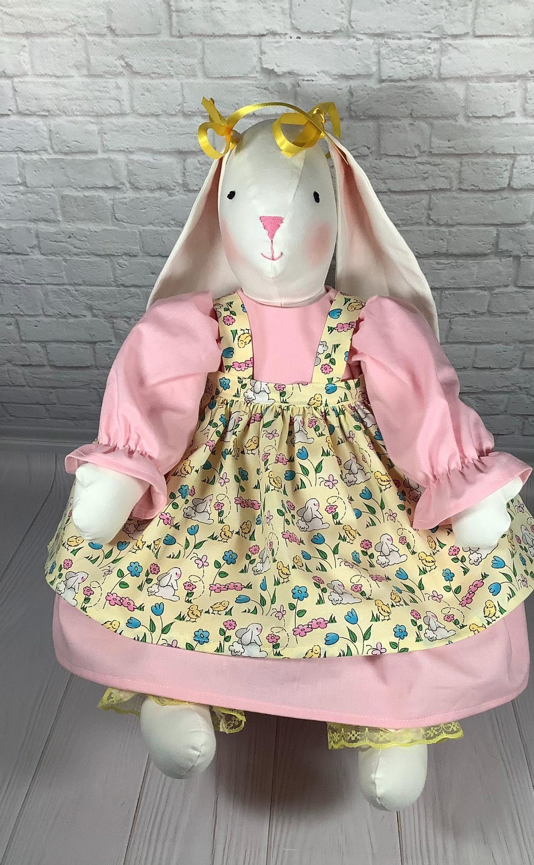 New Vintage Style Stuffed Bunny, Handmade Stuffed Bunny Rabbit, Stuffed ...