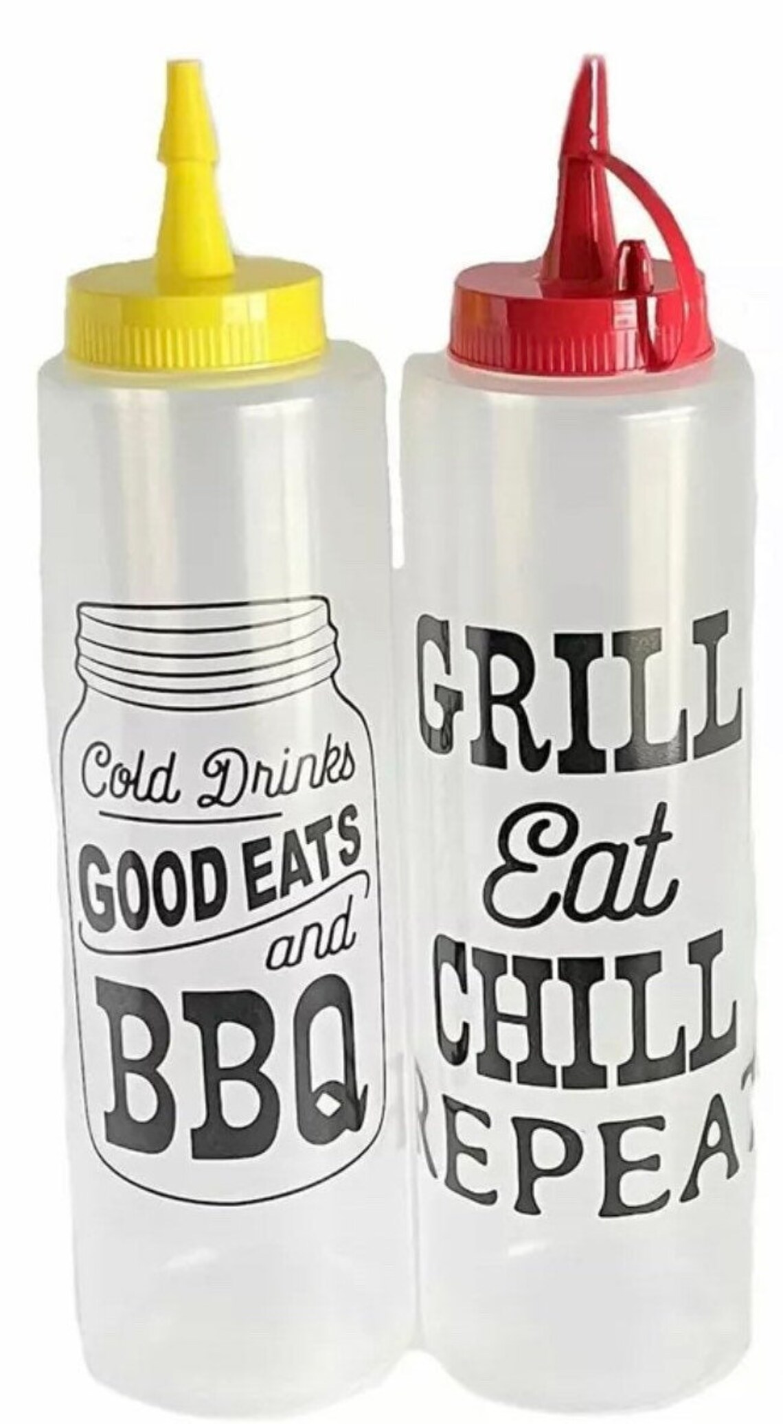 BBQ Grill Condiment Script Bottles - 4 Bottles Included - Good for BBQ ...