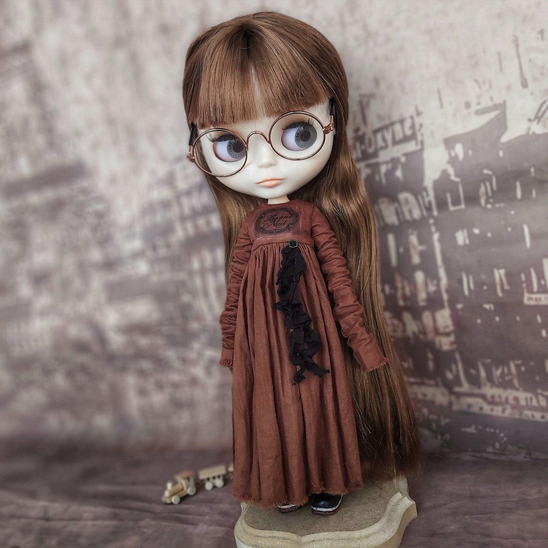 Blythe Brown Dress Vintage With Black Ribbon - Etsy