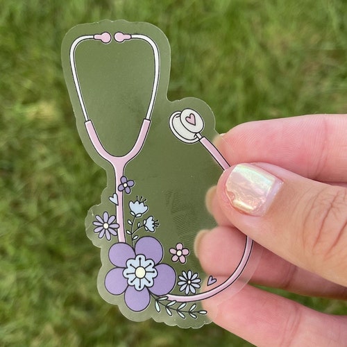 Floral Stethoscope Clear Sticker Laptop Stickers Waterproof - Etsy