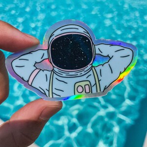 Astronaut Holographic Sticker Laptop Stickers, Waterproof Stickers ...
