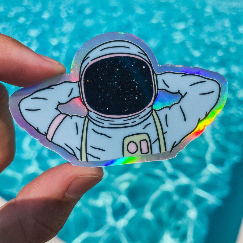 Astronaut Holographic Sticker Laptop Stickers Waterproof | Etsy