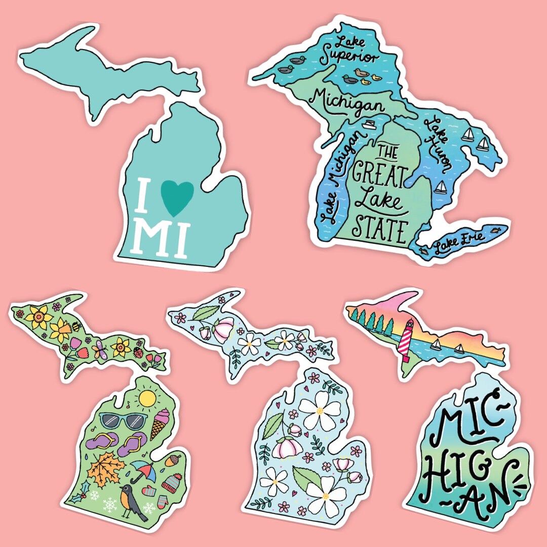 Michigan Map 5 Pack - Etsy