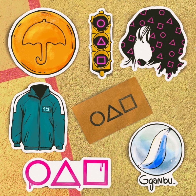 Squid Game 7 Pack Stickers Laptop Stickers Waterproof - Etsy