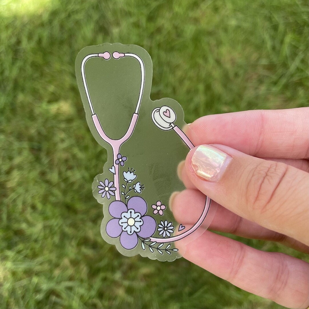 Floral Stethoscope Clear Sticker Laptop Stickers, Waterproof Stickers ...