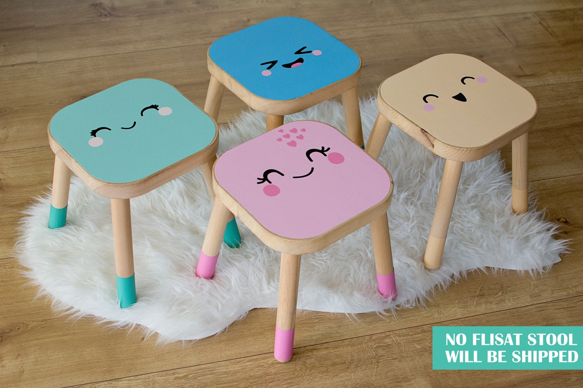 IKEA FLISAT Stool Decal Smile Family Mint Pink Blue - Etsy