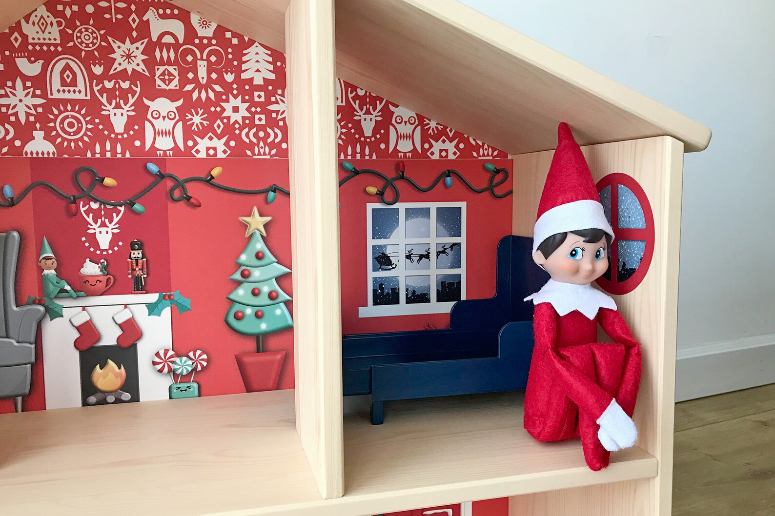 Christmas Elf House Wallpaper Decal for IKEA FLISAT Dollhouse | Etsy UK