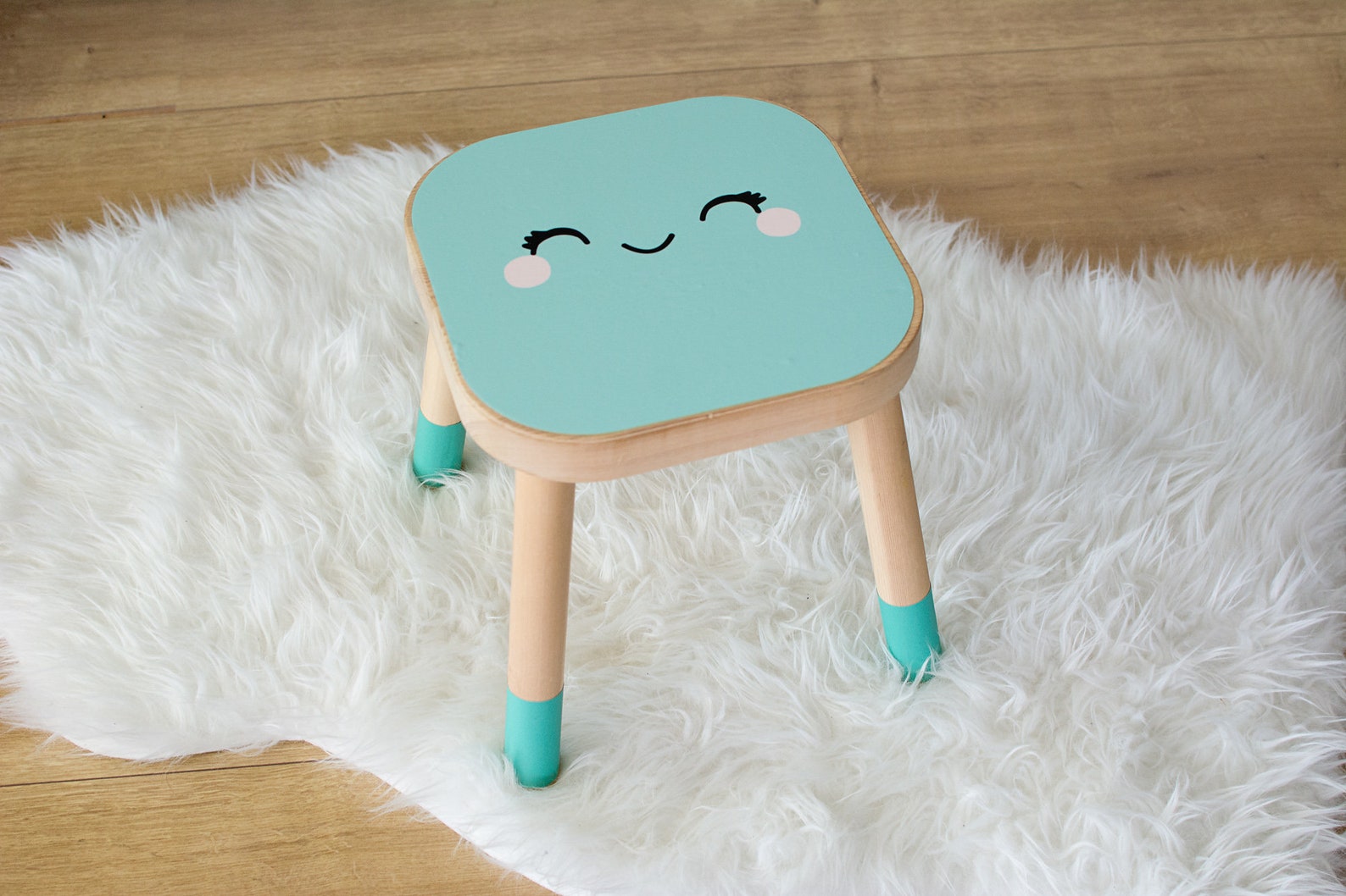 IKEA FLISAT Stool Decal Smile Family Mint Pink Blue - Etsy