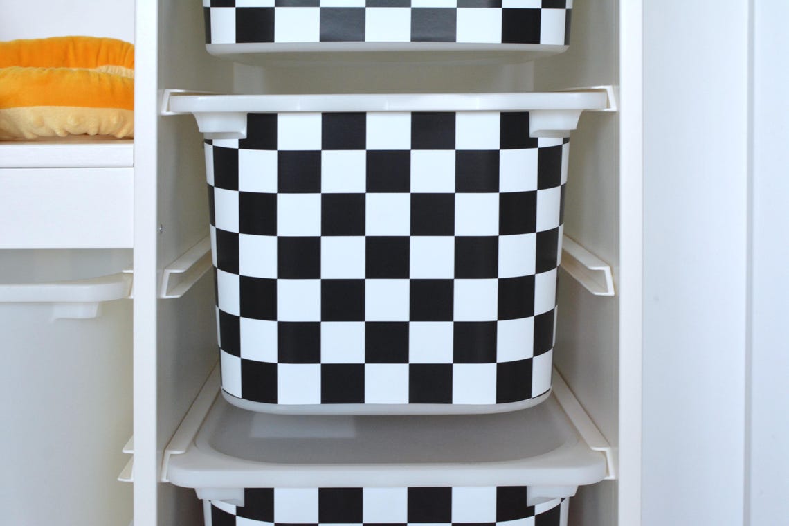 Black and White Wrap Stickers for IKEA Trofast Storage Box ...