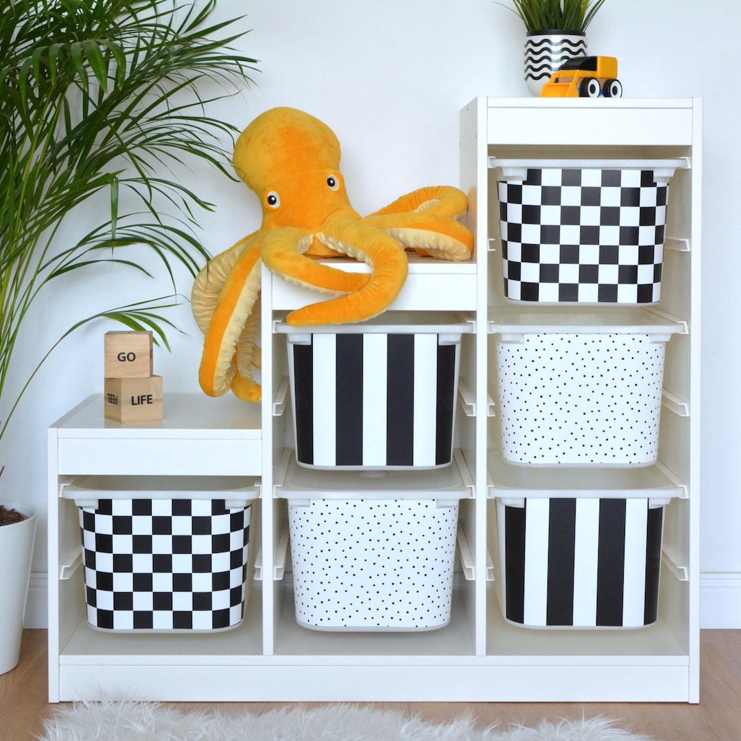 Black and White Wrap Stickers for IKEA Trofast Storage Box ...