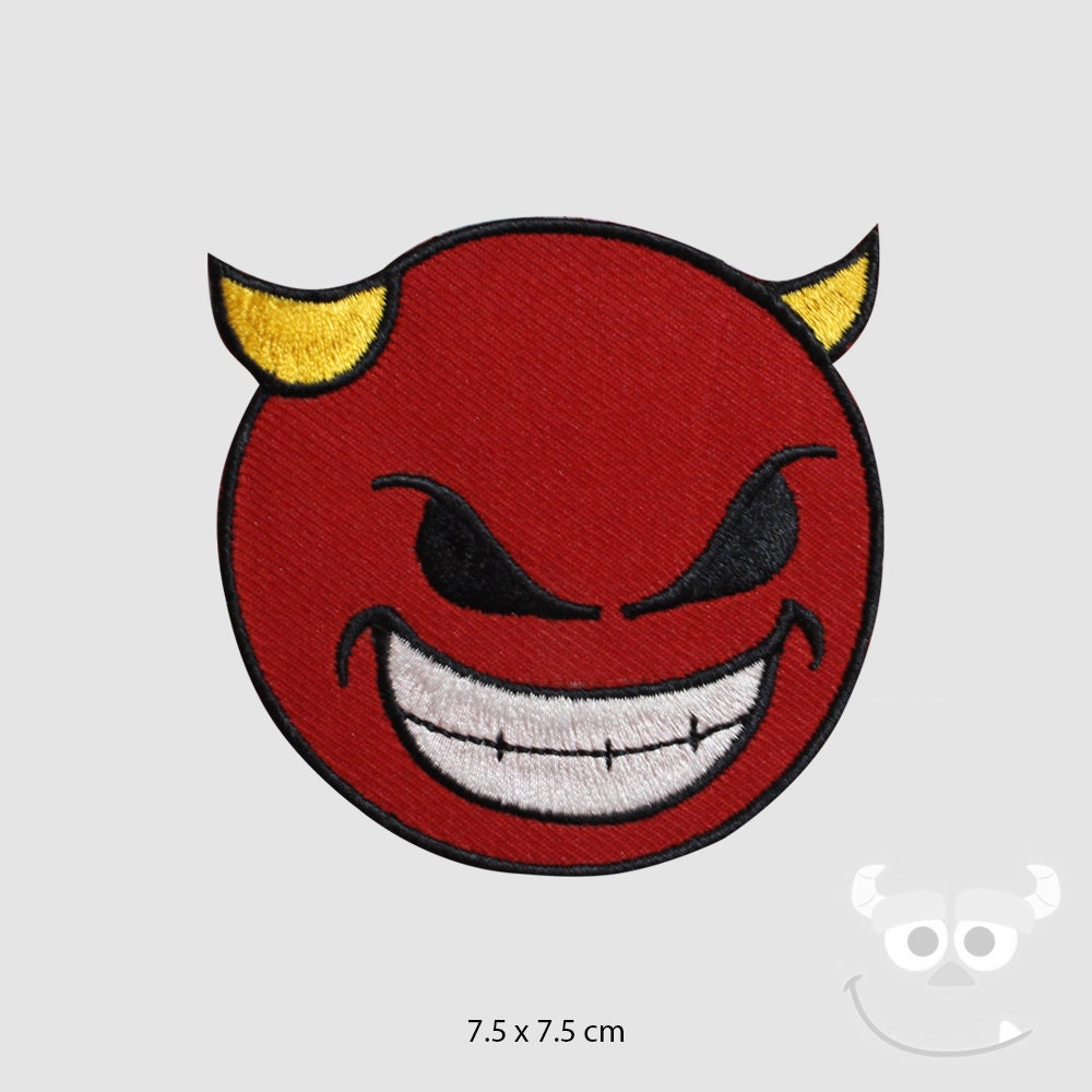 Red Devil Face Circle Patch Embroidered Iron on Sew On Patch | Etsy