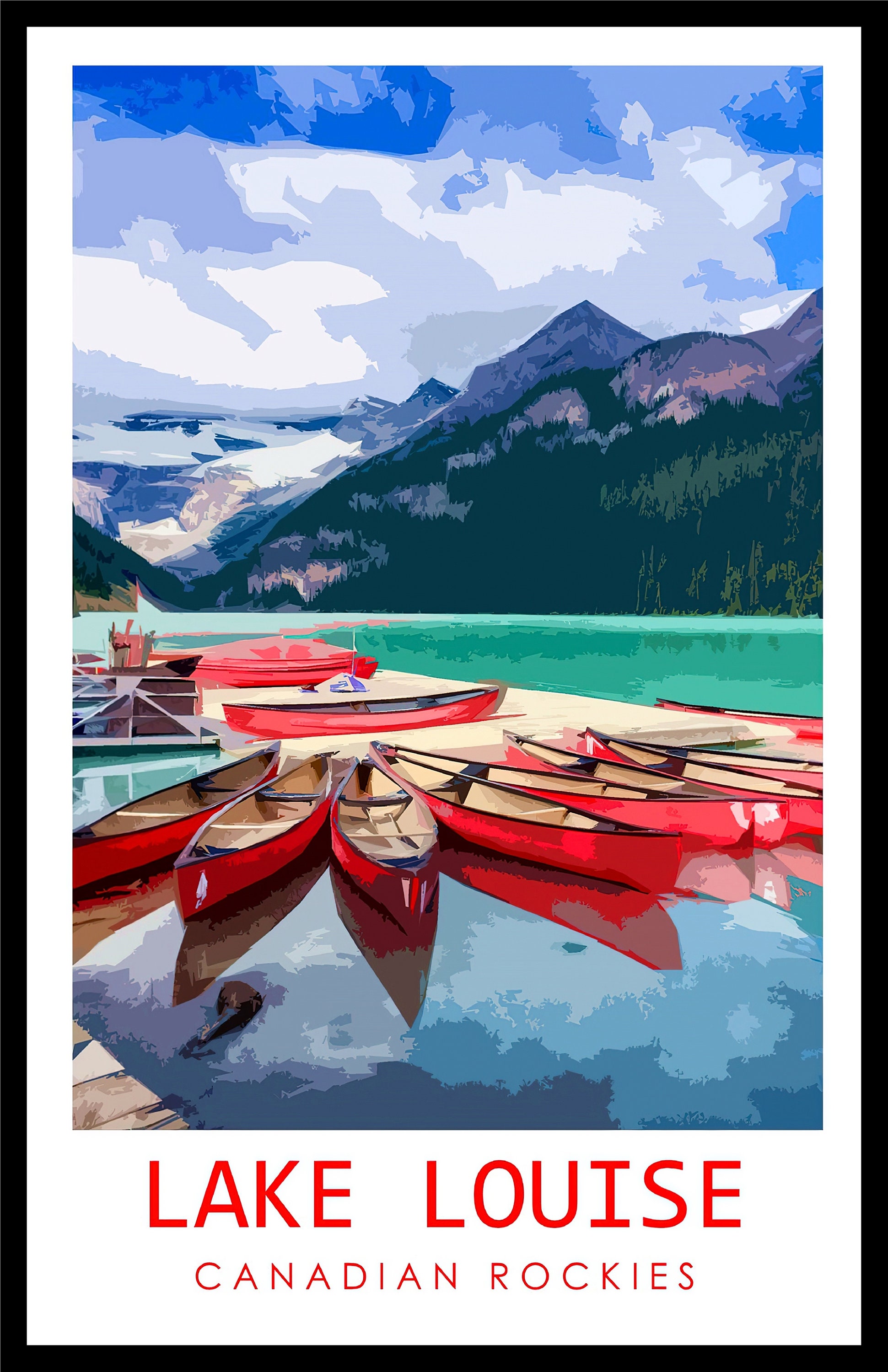 Lake Louise Canada Travel Poster, Canadian Rockies Art (digital ...