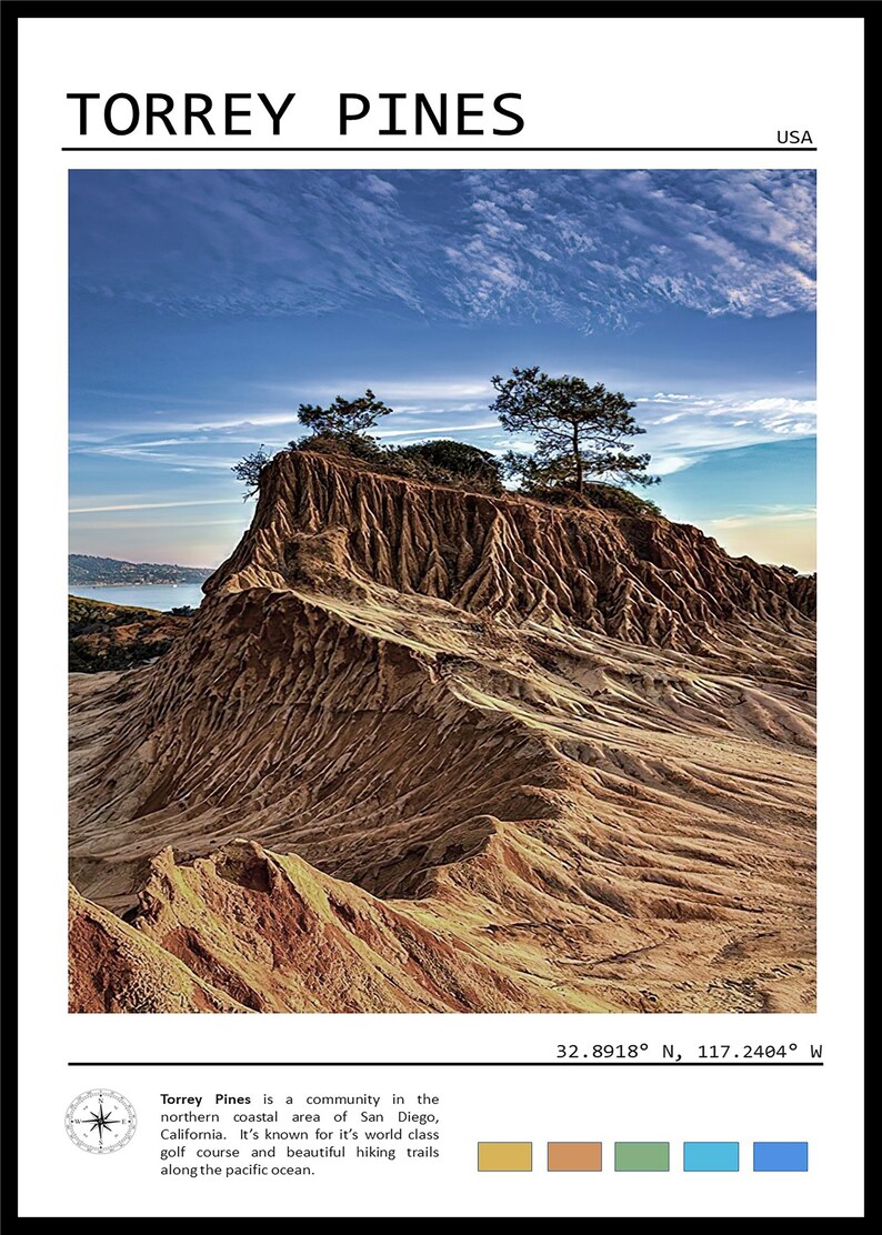 Torrey Pines Poster San Diego Poster Torrey Pines Decor - Etsy