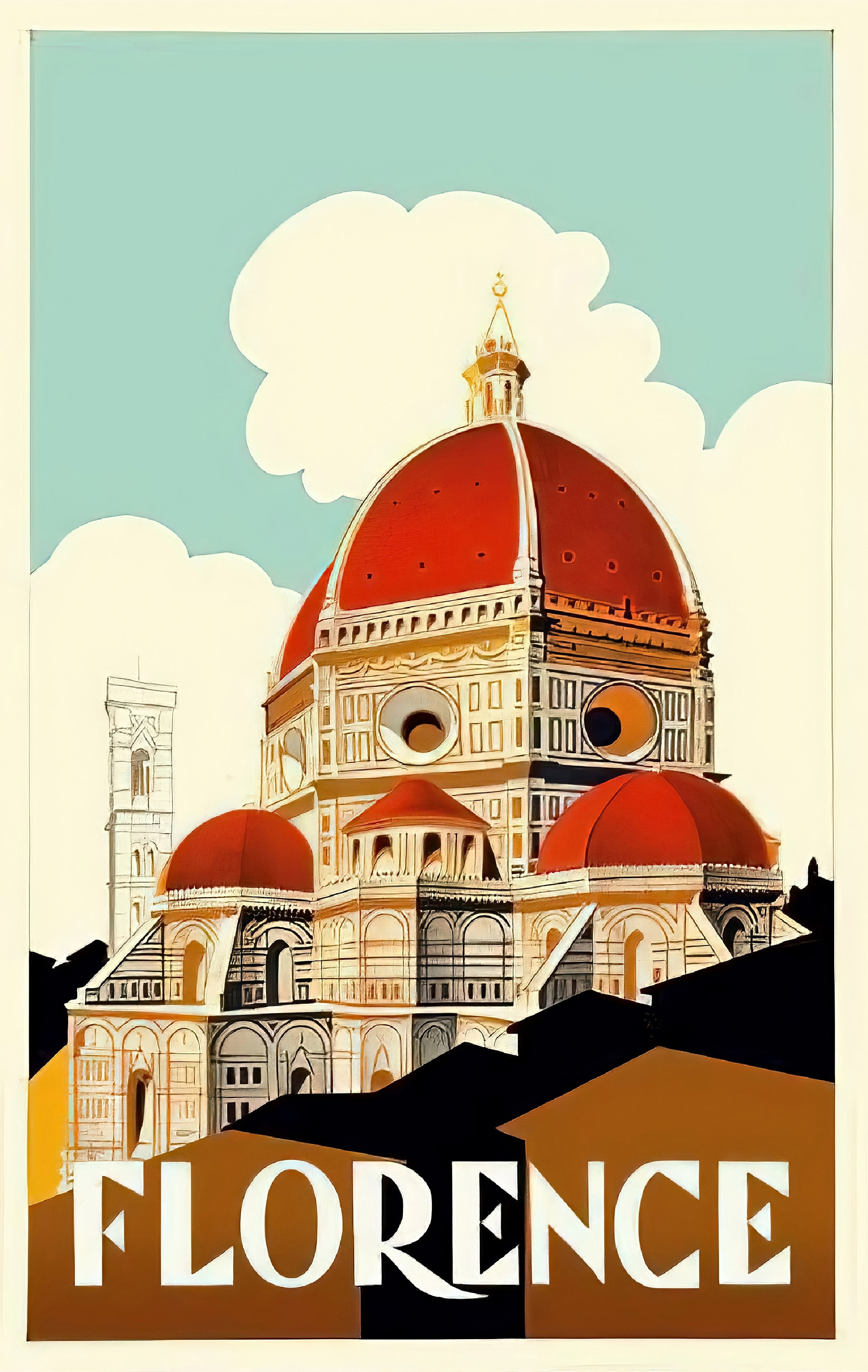 Florence Duomo Travel Poster Vintage Florence Poster INSTANT | Etsy