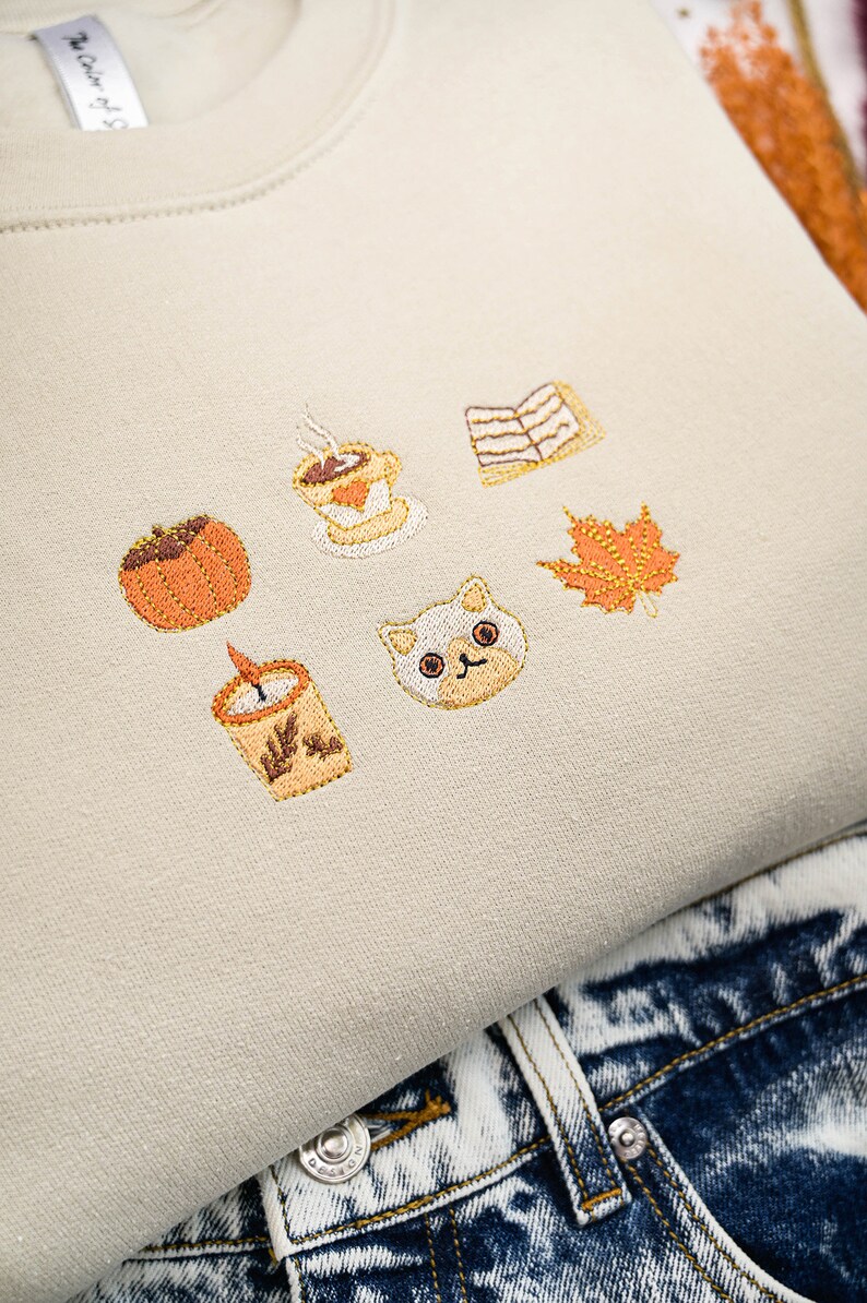 Autumn Essentials Embroidered Sweatshirt Crewneck SAND and - Etsy
