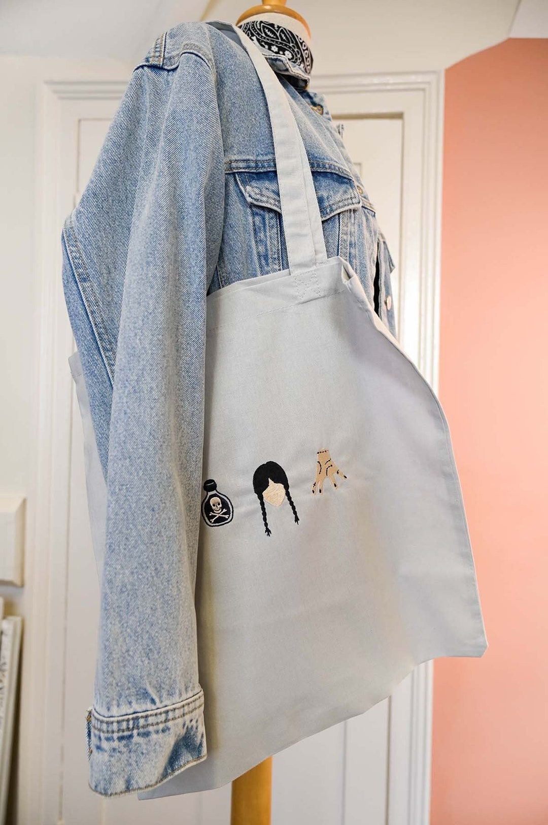Wednesday Inspired Embroidered TOTE BAG grocery Shopping Tote Bag ...