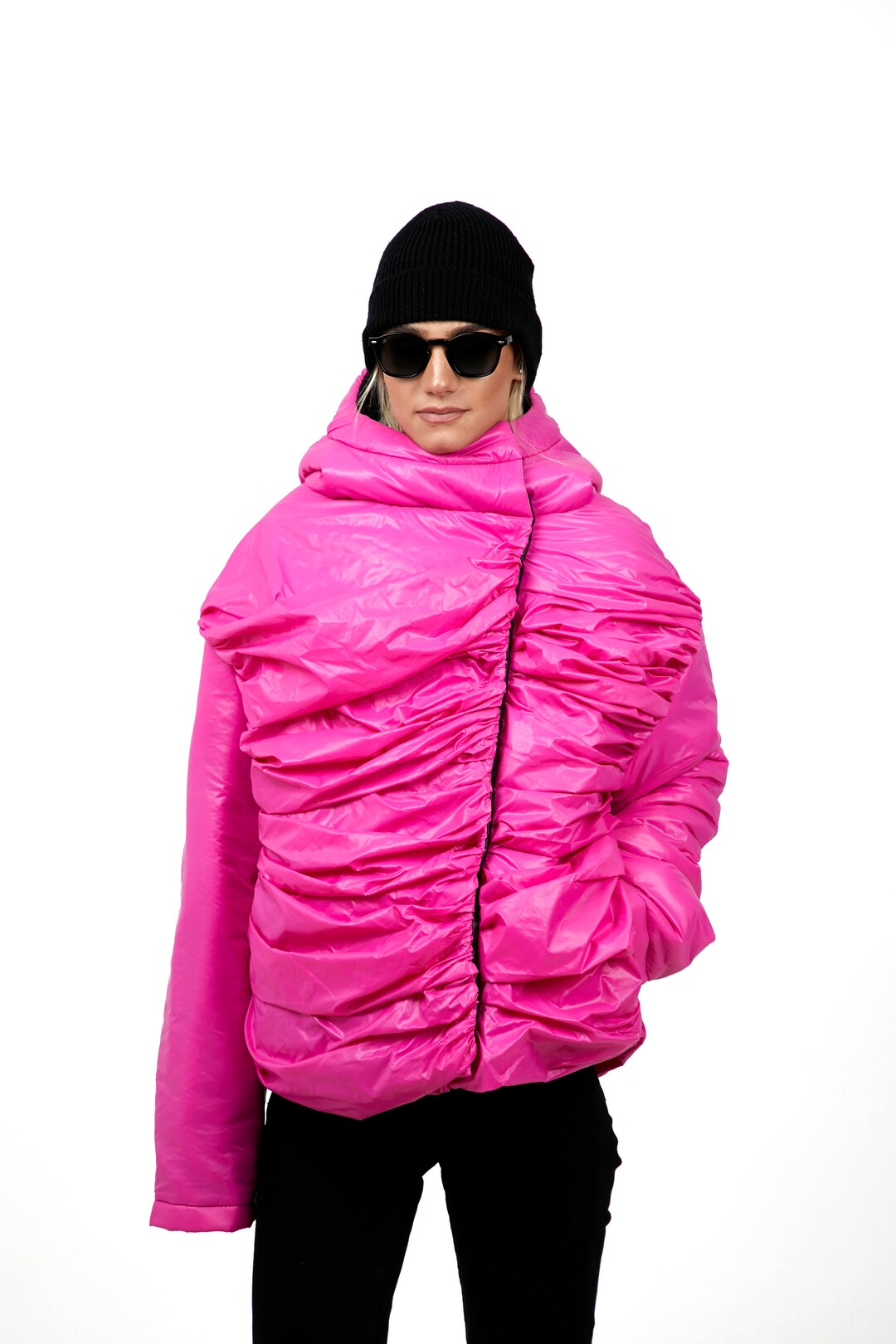 Pink Crumpled Puffer Jacket - Etsy