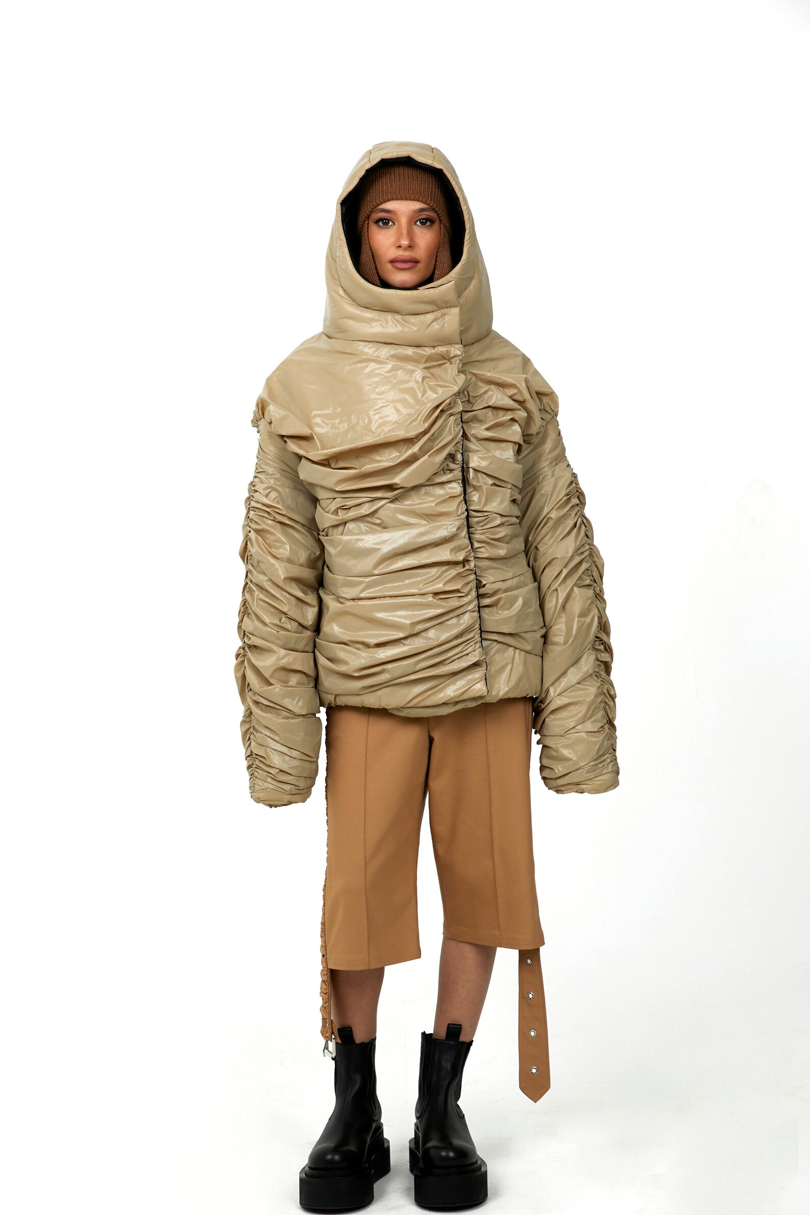 Khaki Crumpled Puffer Jacket - Etsy