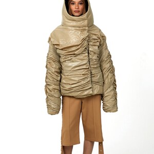 Khaki Crumpled Puffer Jacket - Etsy