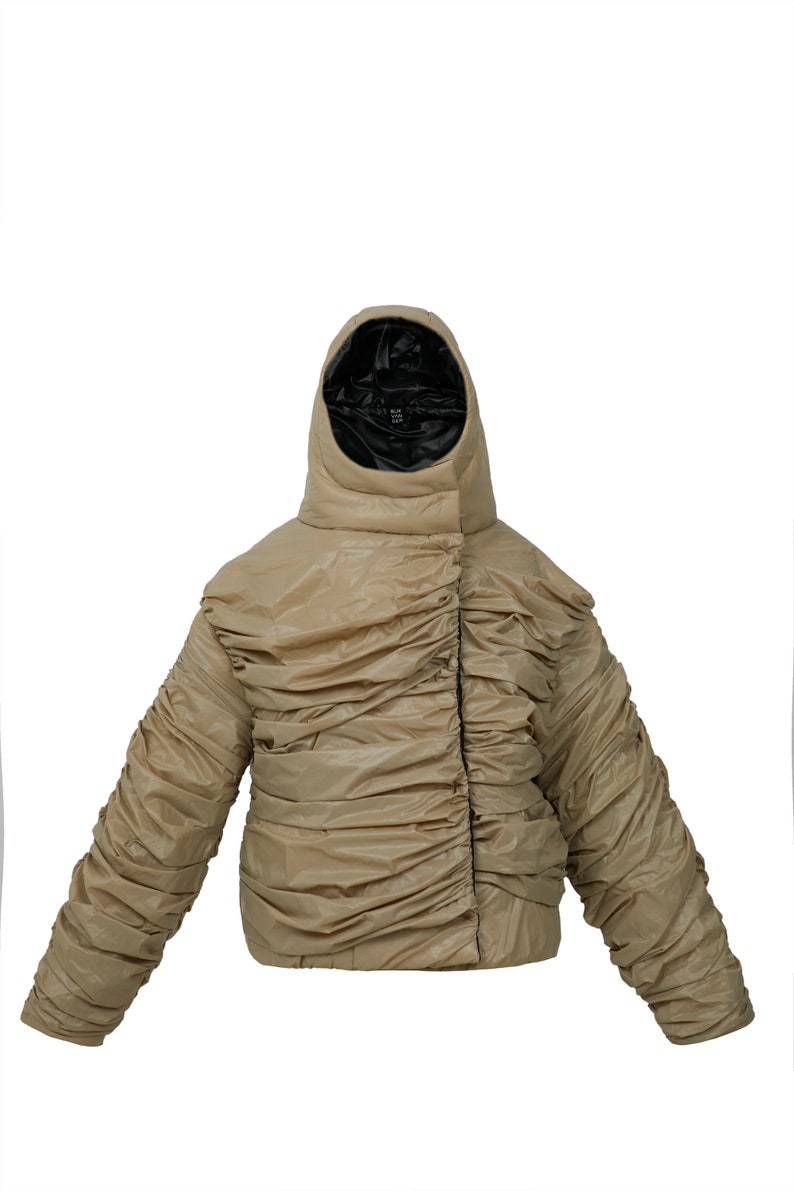 Khaki Crumpled Puffer Jacket - Etsy