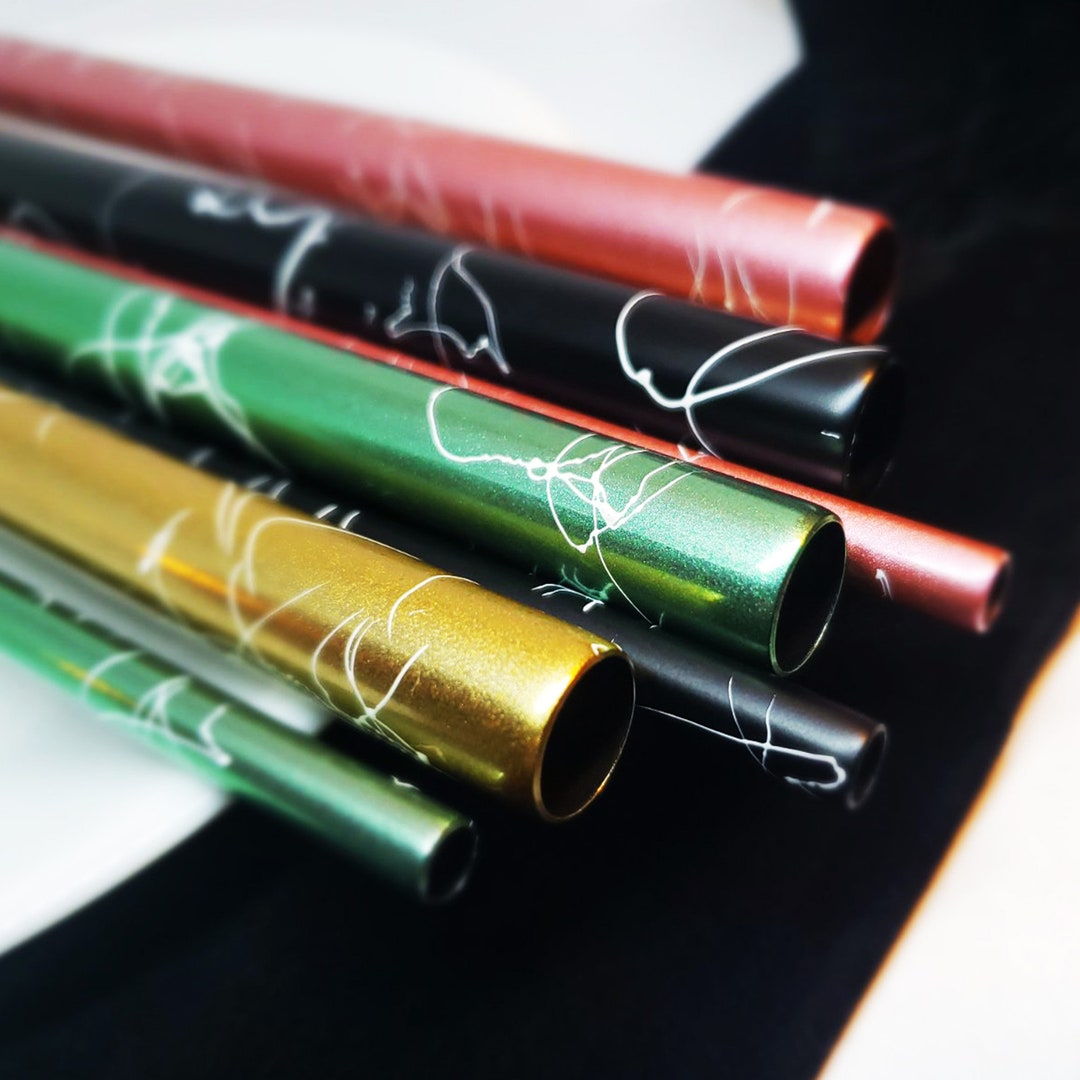 Reusable Metal Straw Set: Stainless Steel With Velvet Bag - Etsy